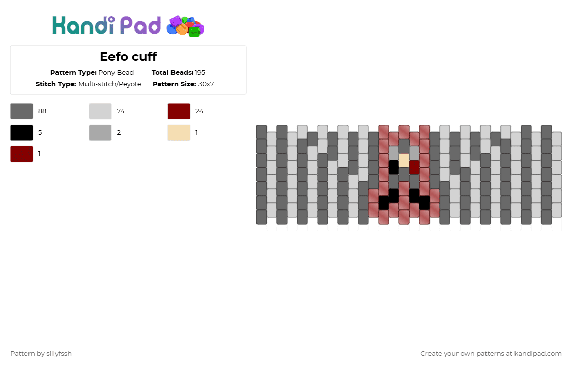 Eefo cuff Pony Bead Pattern - Kandi Pad | Kandi Patterns, Fuse Bead ...