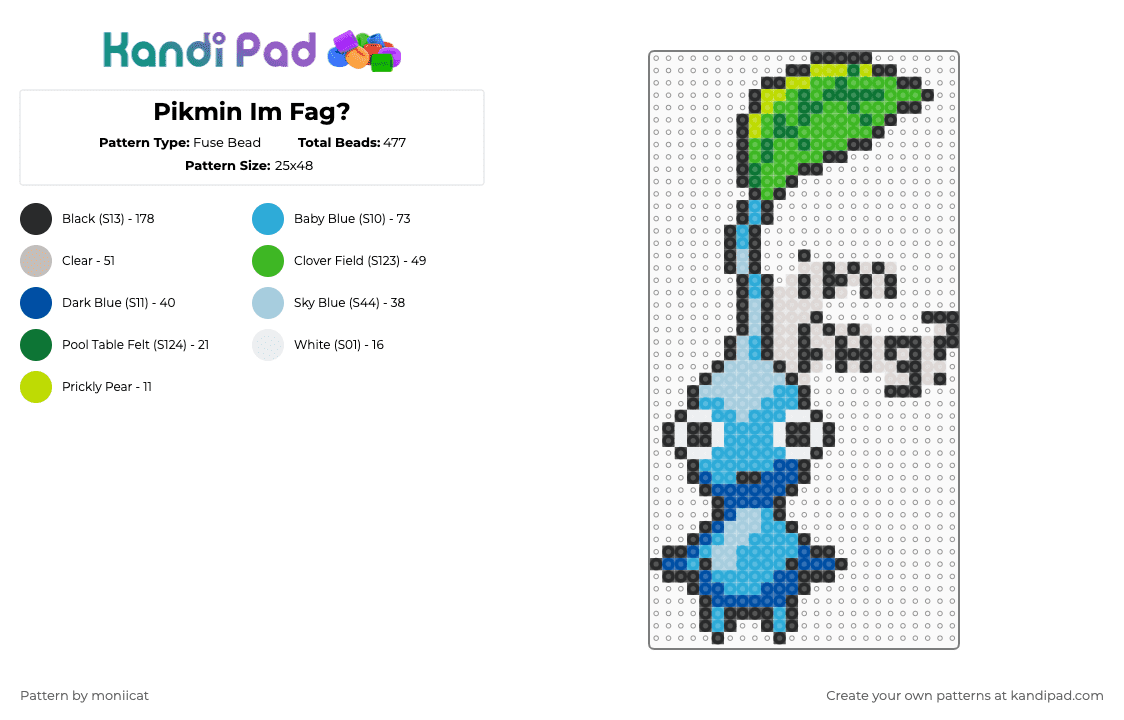 Pikmin Im Fag? Fuse Bead Pattern - Kandi Pad | Kandi Patterns, Fuse ...