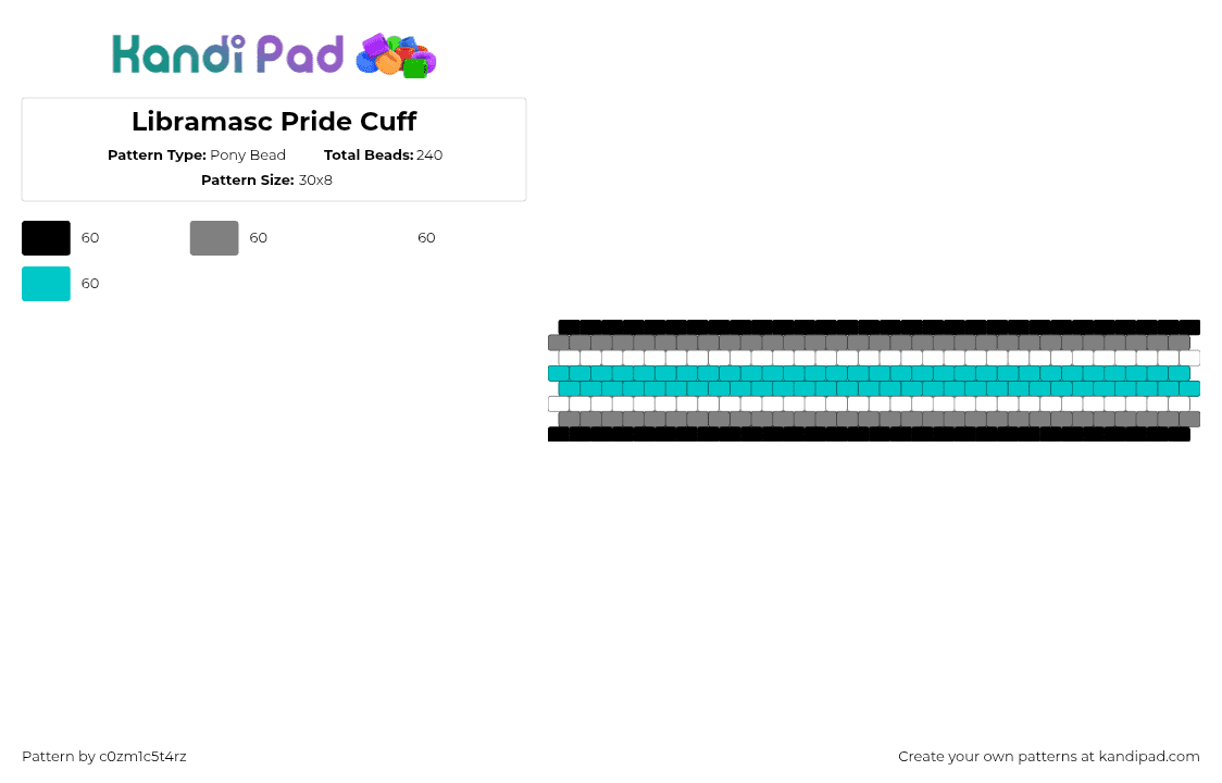 Libramasc Pride Cuff Pony Bead Pattern - Kandi Pad | Kandi Patterns ...