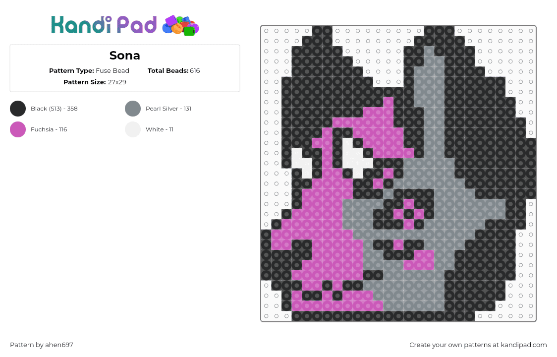 Sona Fuse Bead Pattern - Kandi Pad | Kandi Patterns, Fuse Bead Patterns ...