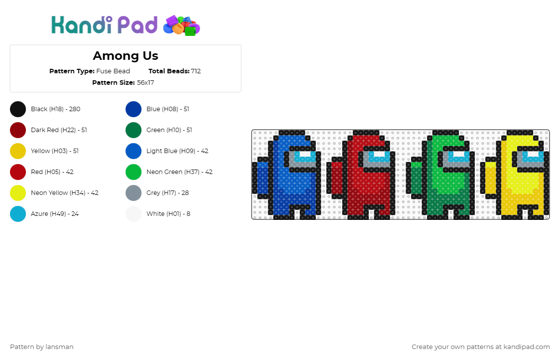 Among Us Fuse Bead Pattern - Kandi Pad | Kandi Patterns, Fuse Bead ...