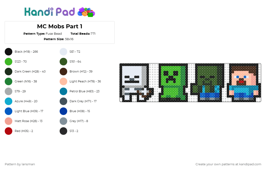 MC Mobs Fuse Bead Pattern - Kandi Pad | Kandi Patterns, Fuse Bead ...