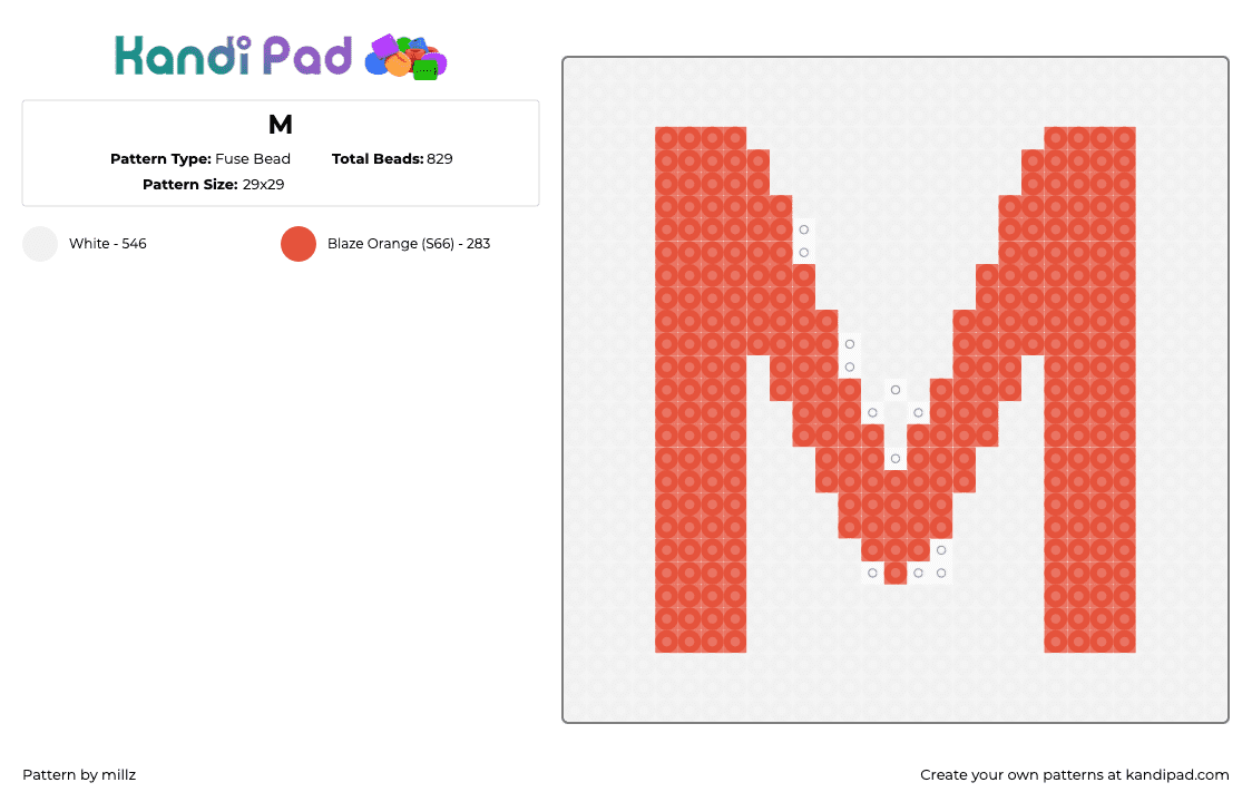 M Fuse Bead Pattern - Kandi Pad | Kandi Patterns, Fuse Bead Patterns ...