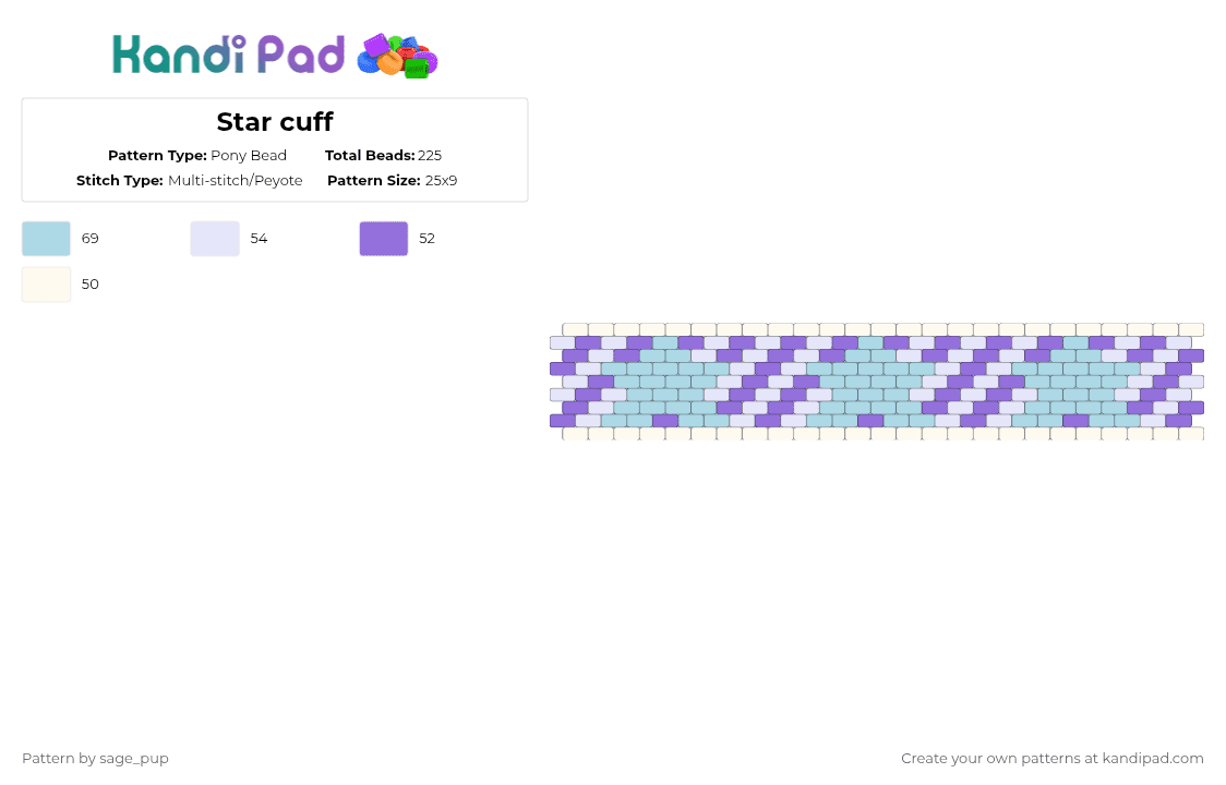 Star cuff Pony Bead Pattern - Kandi Pad | Kandi Patterns, Fuse Bead ...