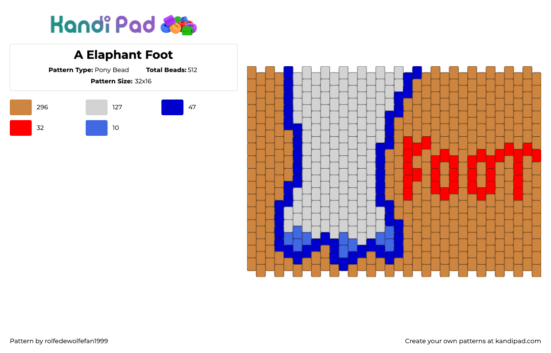 A Elaphant Foot Pony Bead Pattern - Kandi Pad | Kandi Patterns, Fuse ...
