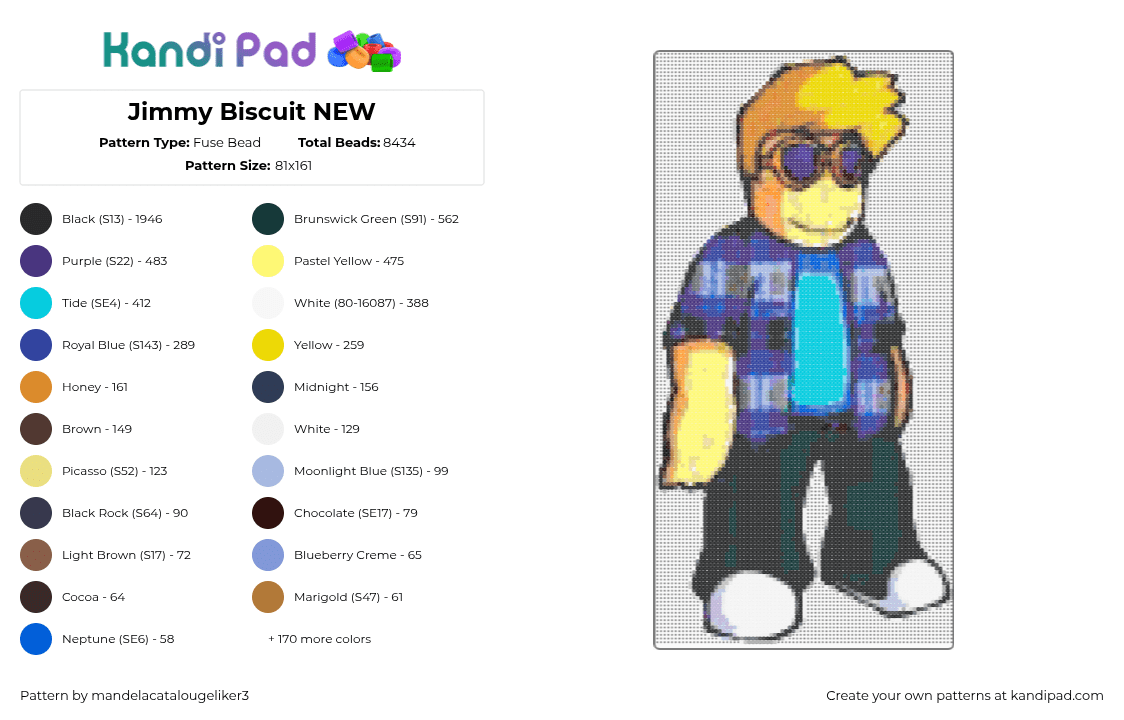 Jimmy Biscuit NEW Fuse Bead Pattern - Kandi Pad | Kandi Patterns, Fuse ...