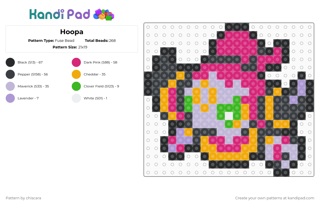 Hoopa Fuse Bead Pattern - Kandi Pad | Kandi Patterns, Fuse Bead ...