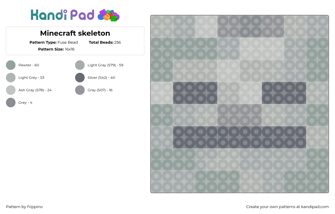 Minecraft skeleton Fuse Bead Pattern - Kandi Pad | Kandi Patterns, Fuse ...