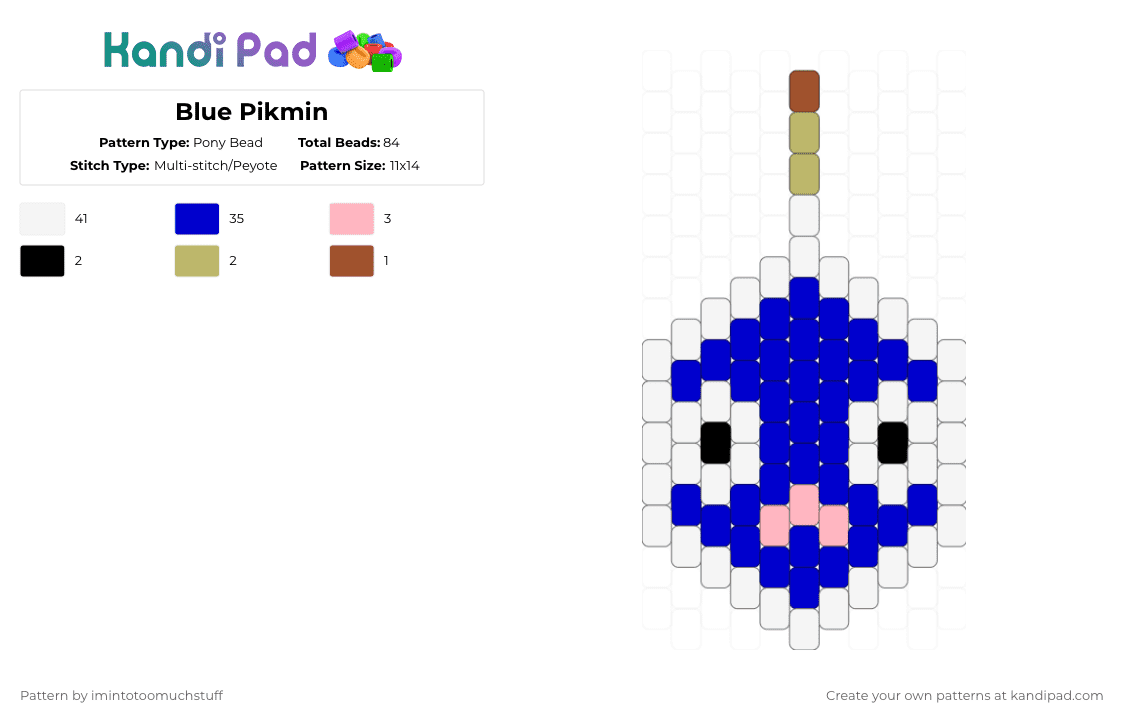 Blue Pikmin Pony Bead Pattern - Kandi Pad | Kandi Patterns, Fuse Bead ...