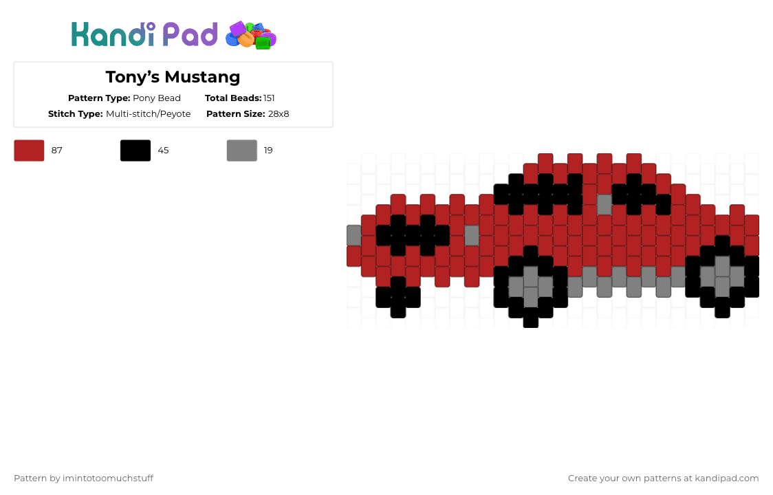 Mustang Pony Bead Patterns - Gallery - Kandi Pad | Kandi Patterns, Fuse ...