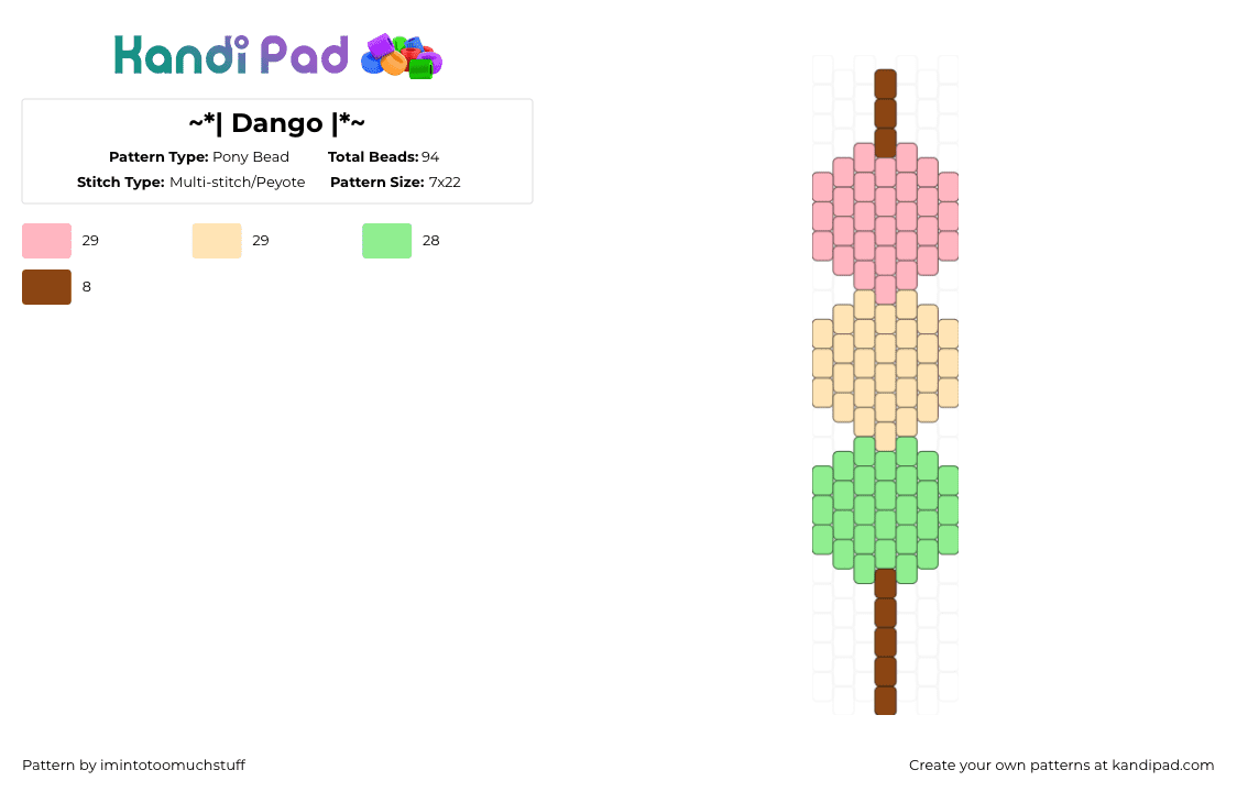 Dango Pony Bead Patterns - Gallery - Kandi Pad | Kandi Patterns, Fuse ...