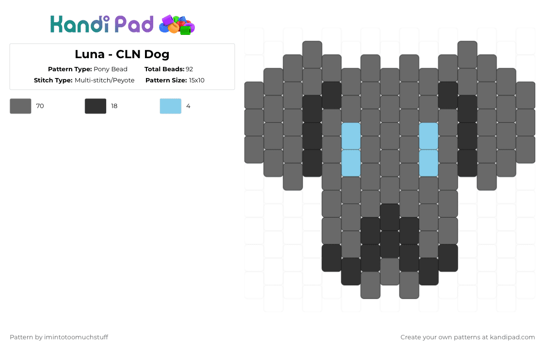Luna - CLN Dog Pony Bead Pattern - Kandi Pad | Kandi Patterns, Fuse ...