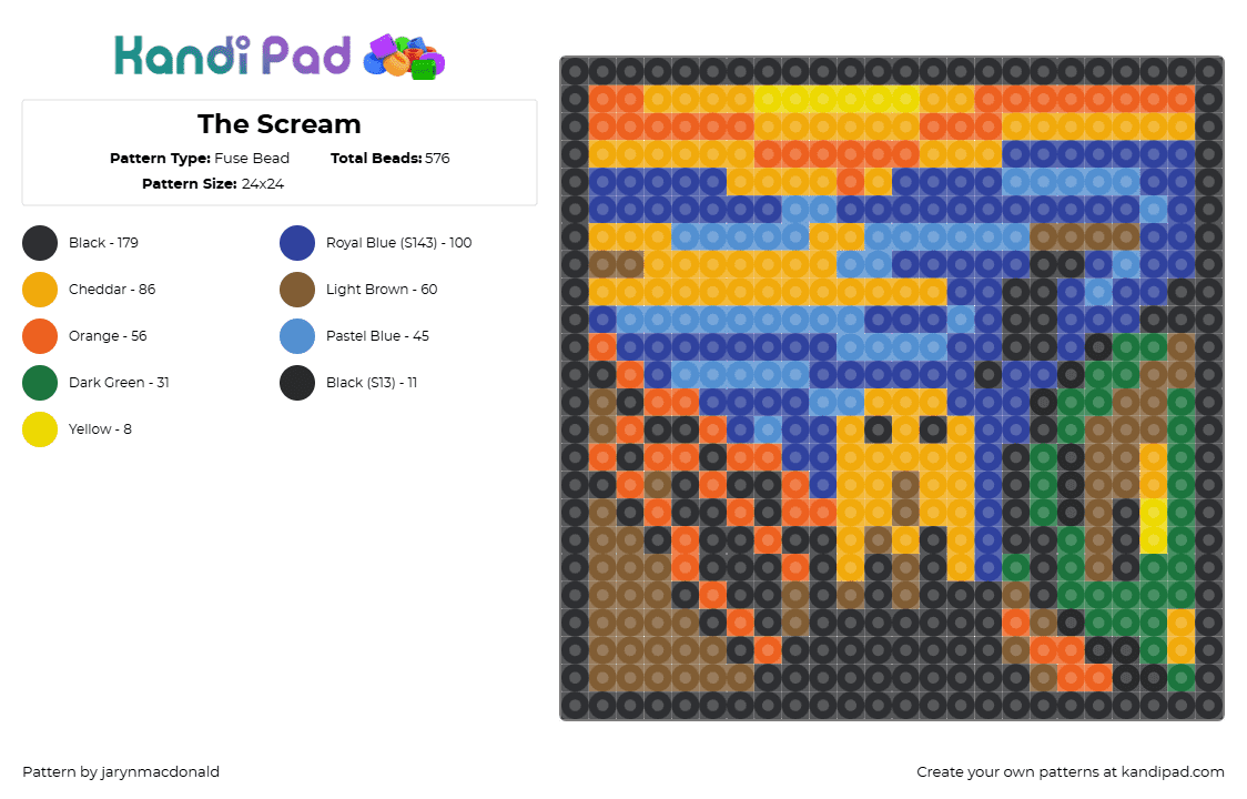 The Scream Fuse Bead Pattern - Kandi Pad | Kandi Patterns, Fuse Bead ...