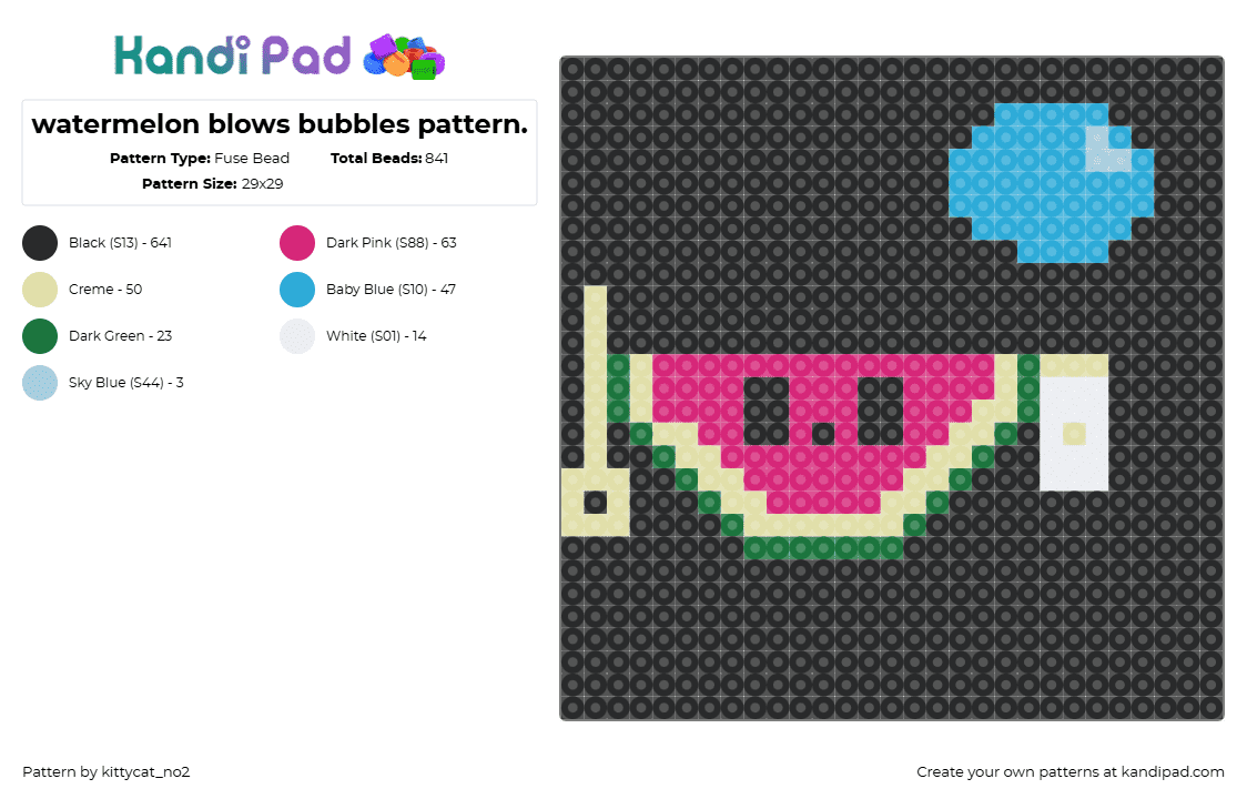 Watermelon blows bubbles pattern. Fuse Bead Pattern - Kandi Pad | Kandi ...
