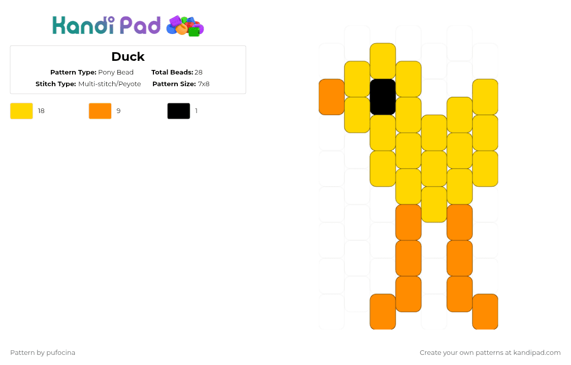 Duck Pony Bead Pattern - Kandi Pad | Kandi Patterns, Fuse Bead Patterns ...