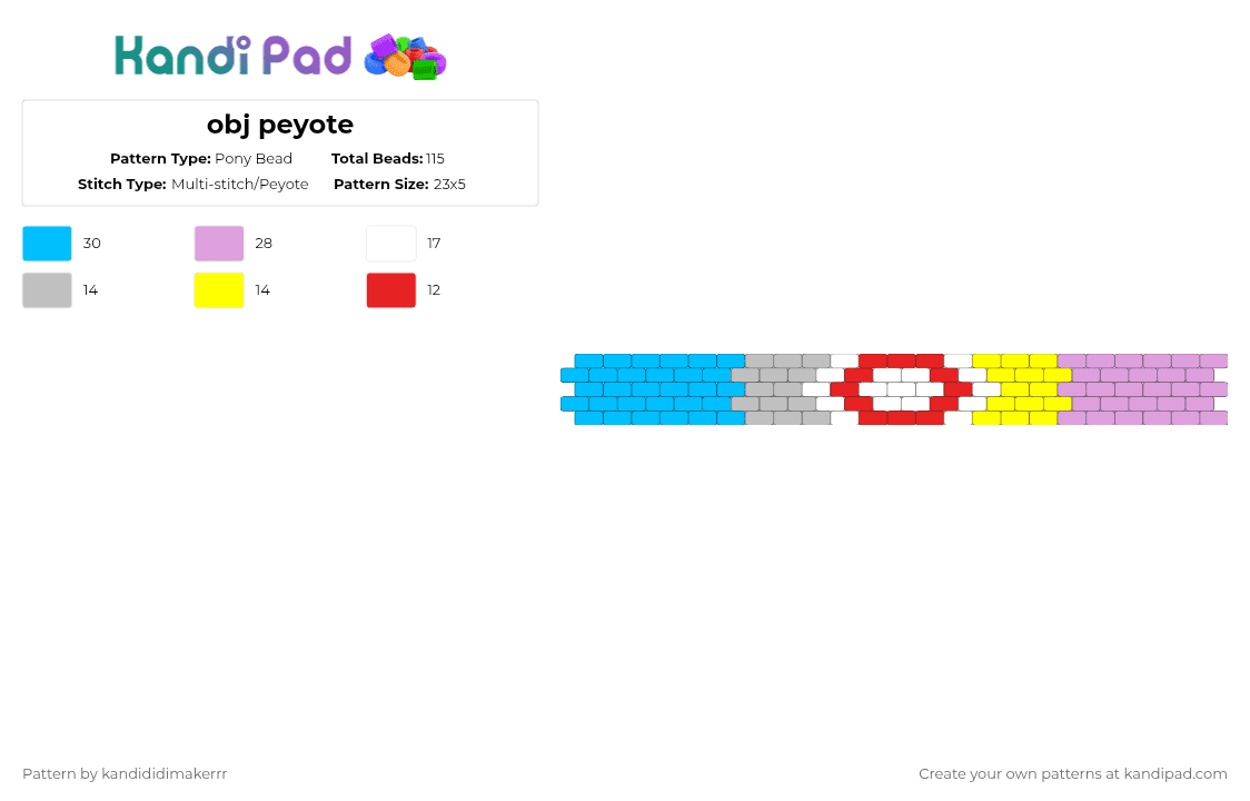 Obj peyote Pony Bead Pattern - Kandi Pad | Kandi Patterns, Fuse Bead ...