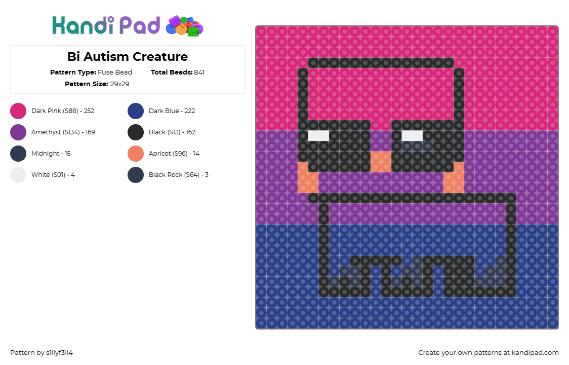 Bi Autism Creature Fuse Bead Pattern - Kandi Pad | Kandi Patterns, Fuse ...