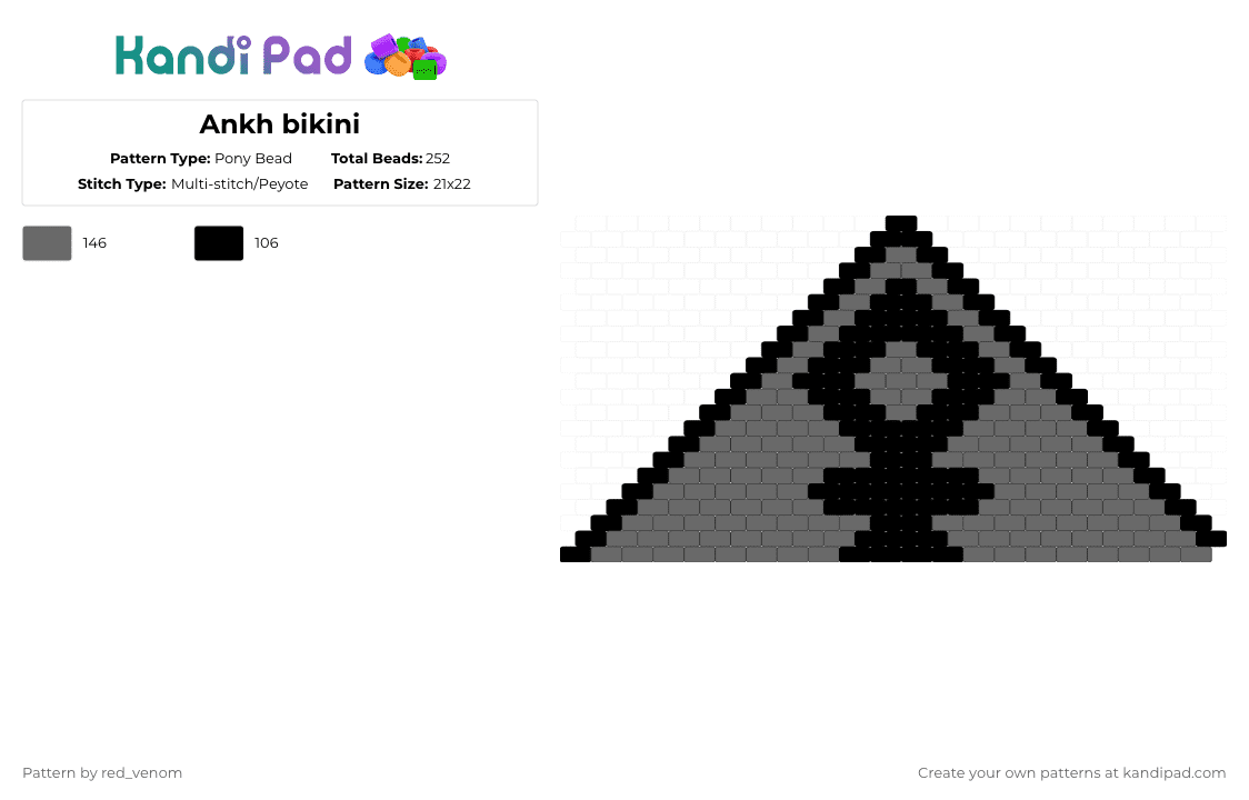 Ankh bikini Pony Bead Pattern - Kandi Pad | Kandi Patterns, Fuse Bead ...