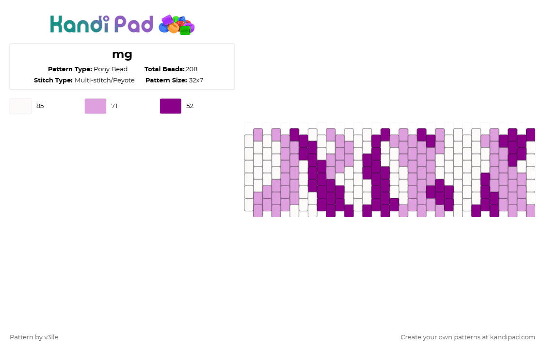 Mg Pony Bead Pattern - Kandi Pad | Kandi Patterns, Fuse Bead Patterns ...