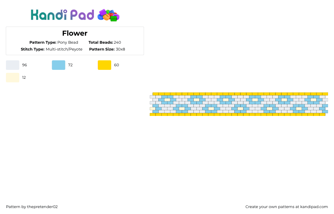 Flower Pony Bead Pattern - Kandi Pad | Kandi Patterns, Fuse Bead ...
