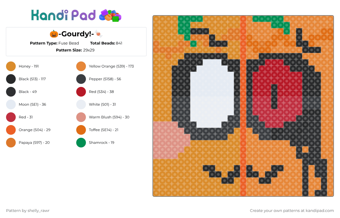 🎃-Gourdy!-🍬 Fuse Bead Pattern - Kandi Pad | Kandi Patterns, Fuse Bead ...
