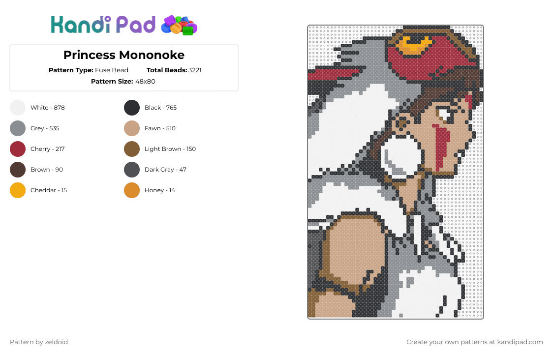 Princess Mononoke Kandi Patterns - Gallery - Kandi Pad | Kandi Patterns ...