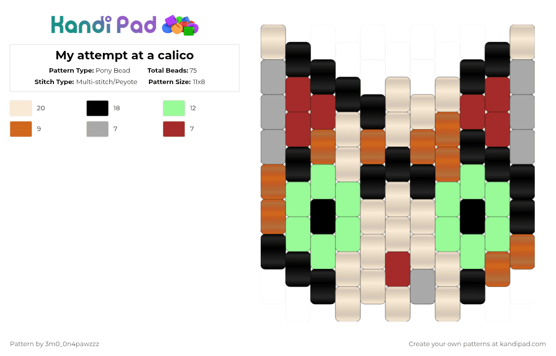 My attempt at a calico Pony Bead Pattern - Kandi Pad | Kandi Patterns ...