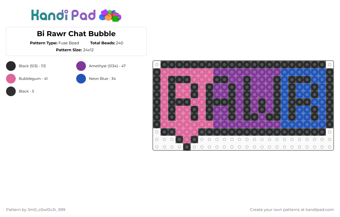 Bi Rawr Chat Bubble Fuse Bead Pattern - Kandi Pad | Kandi Patterns ...