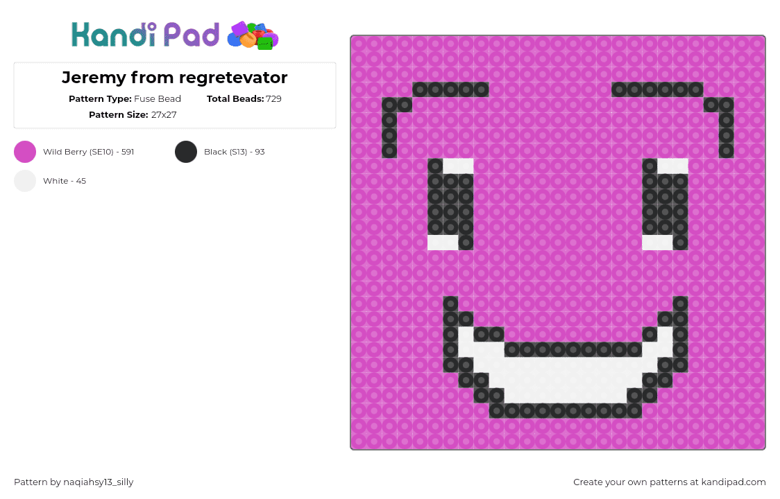 Jeremy from regretevator Fuse Bead Pattern - Kandi Pad | Kandi Patterns ...