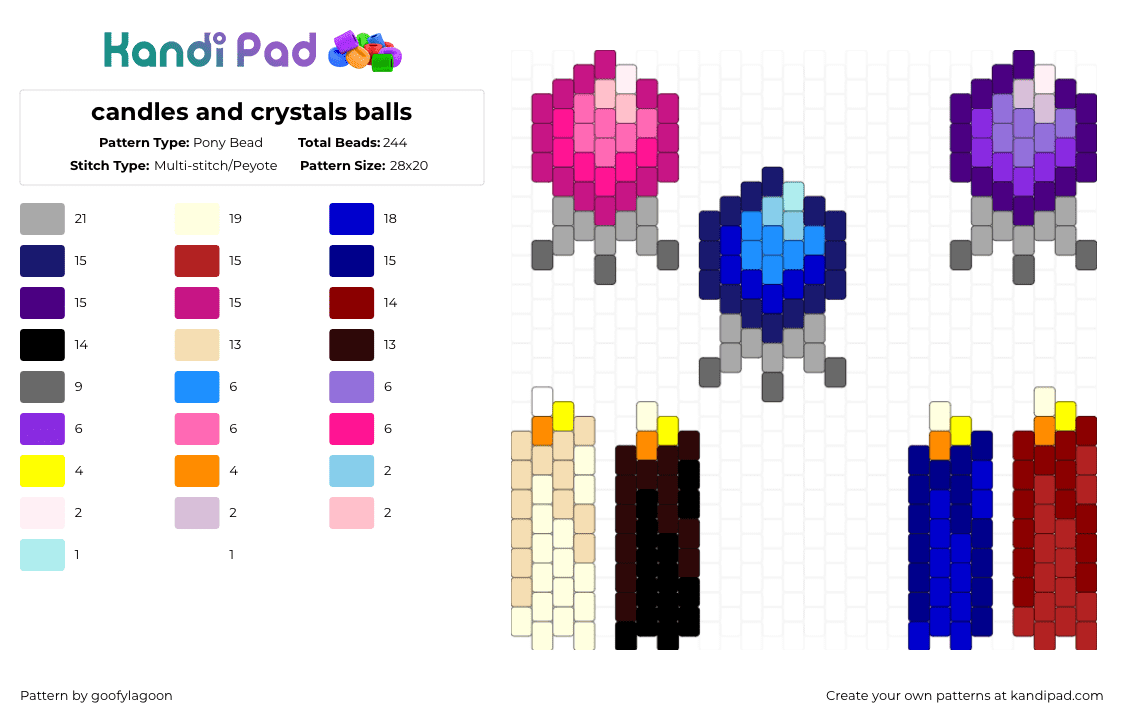 Candles and crystals balls Pony Bead Pattern - Kandi Pad | Kandi ...