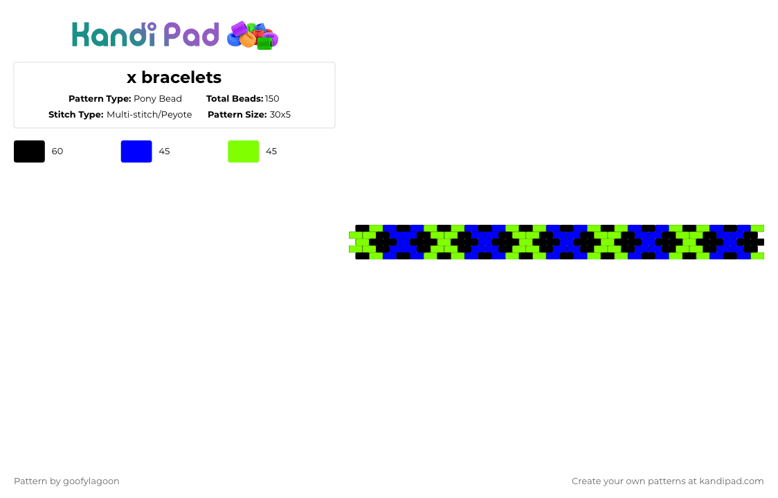 X bracelets Pony Bead Pattern - Kandi Pad | Kandi Patterns, Fuse Bead ...