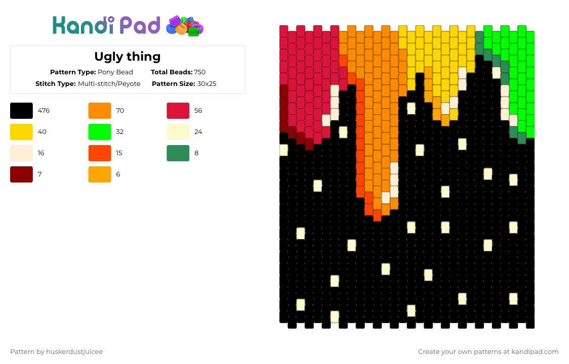 Ugly thing Pony Bead Pattern - Kandi Pad | Kandi Patterns, Fuse Bead ...