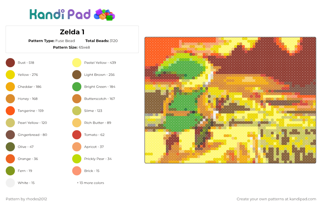 Zelda 1 Fuse Bead Pattern - Kandi Pad | Kandi Patterns, Fuse Bead ...
