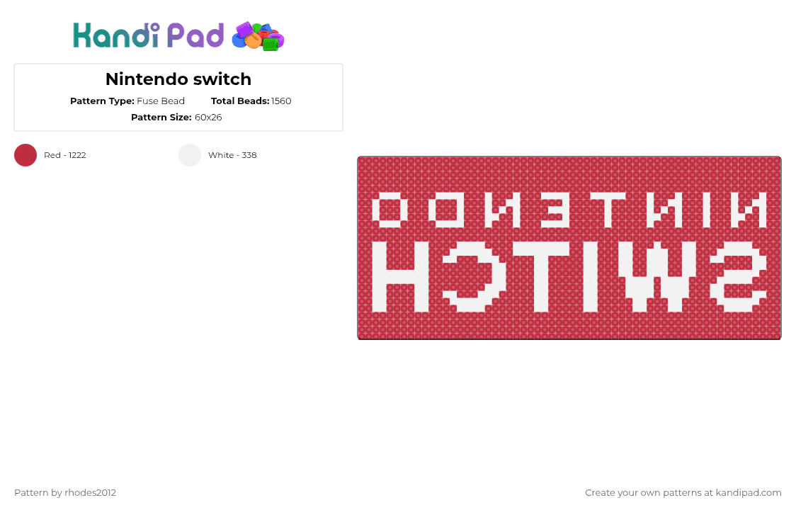 Nintendo switch Fuse Bead Pattern - Kandi Pad | Kandi Patterns, Fuse ...