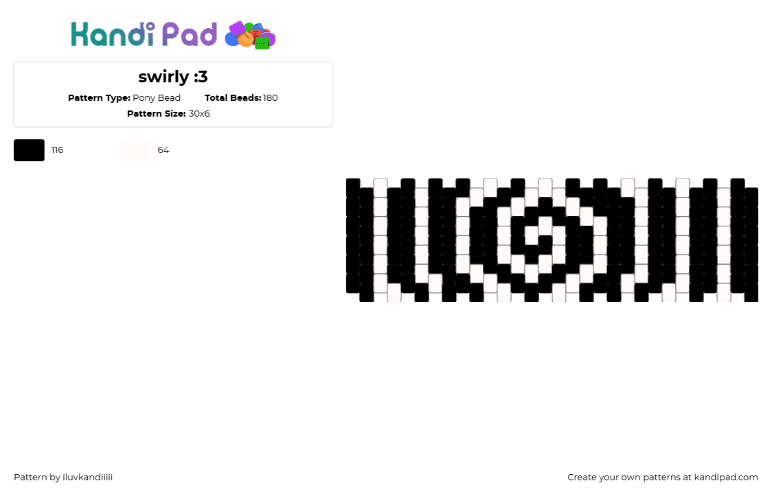 Swirly :3 Pony Bead Pattern - Kandi Pad | Kandi Patterns, Fuse Bead ...