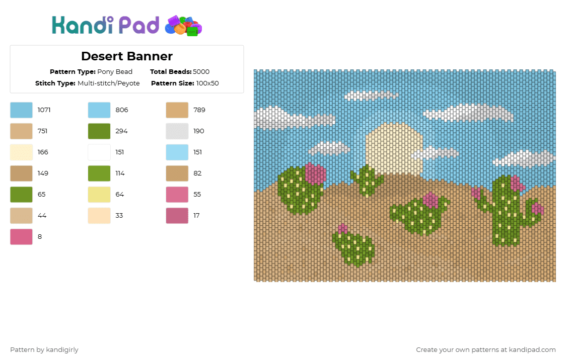 Desert Banner Pony Bead Pattern - Kandi Pad | Kandi Patterns, Fuse Bead ...