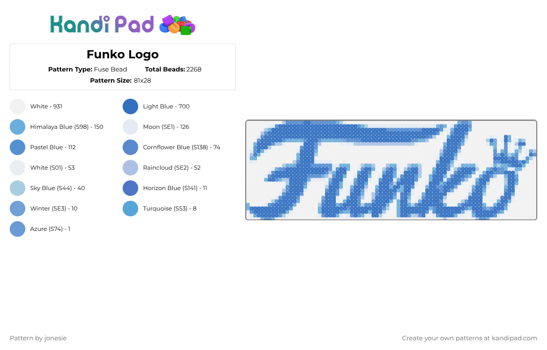 Funko Logo Fuse Bead Pattern - Kandi Pad | Kandi Patterns, Fuse Bead ...
