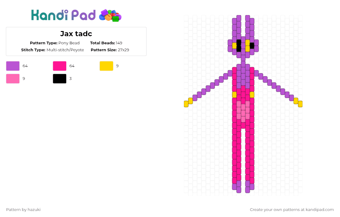 Jax tadc Pony Bead Pattern - Kandi Pad | Kandi Patterns, Fuse Bead ...