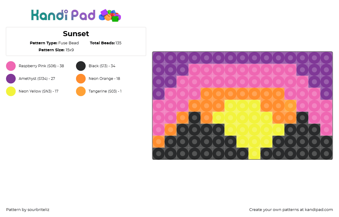 Sunset Fuse Bead Pattern - Kandi Pad | Kandi Patterns, Fuse Bead ...