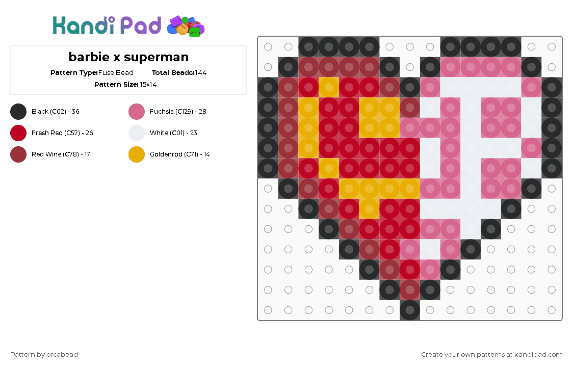 Barbie x superman Fuse Bead Pattern - Kandi Pad | Kandi Patterns, Fuse ...