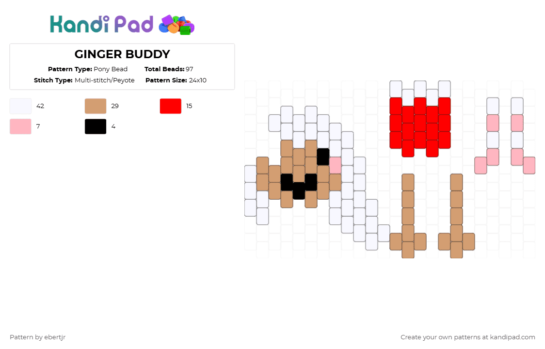 GINGER BUDDY Pony Bead Pattern - Kandi Pad | Kandi Patterns, Fuse Bead ...