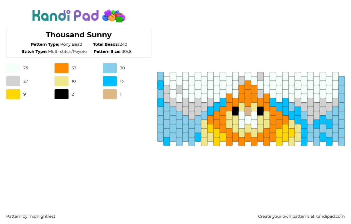 Thousand Sunny Pony Bead Pattern - Kandi Pad | Kandi Patterns, Fuse ...