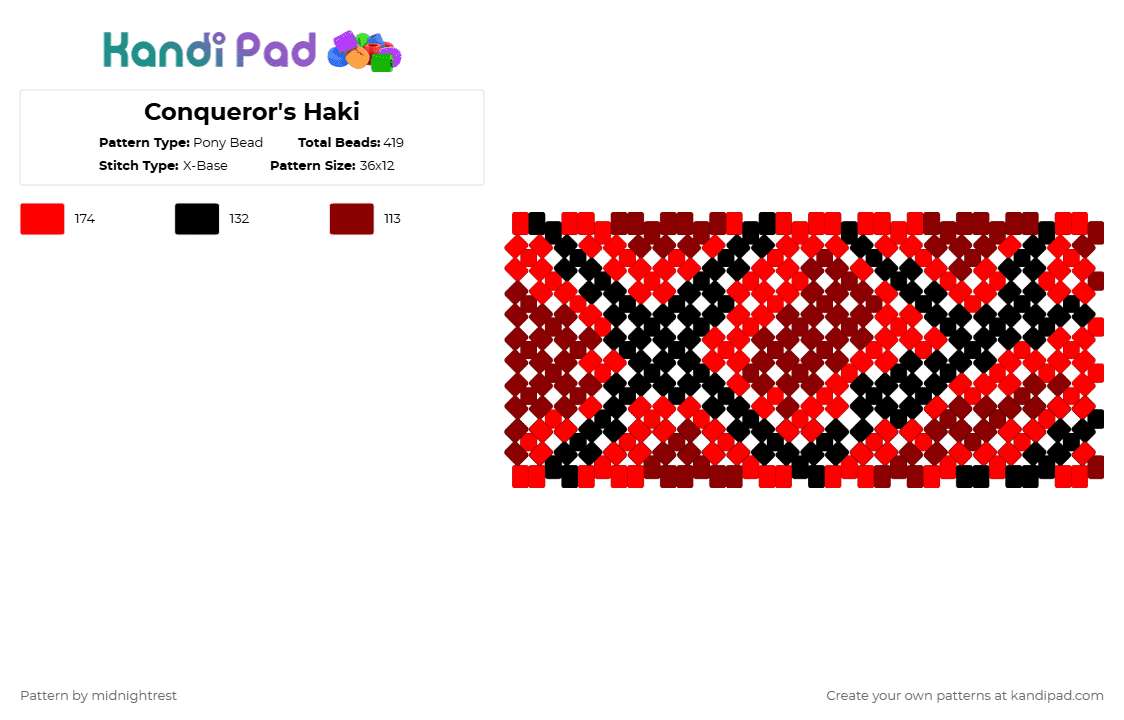 Conqueror's Haki Pony Bead Pattern - Kandi Pad | Kandi Patterns, Fuse ...
