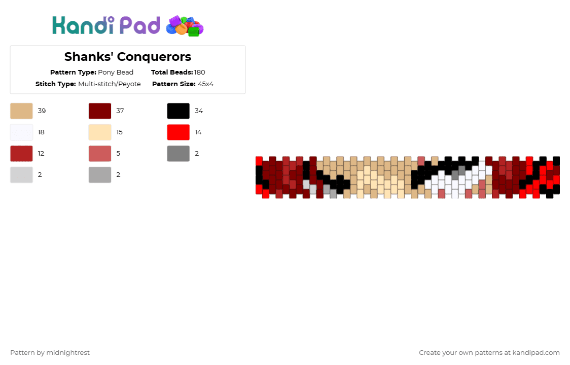Shanks' Conquerors Pony Bead Pattern - Kandi Pad | Kandi Patterns, Fuse ...