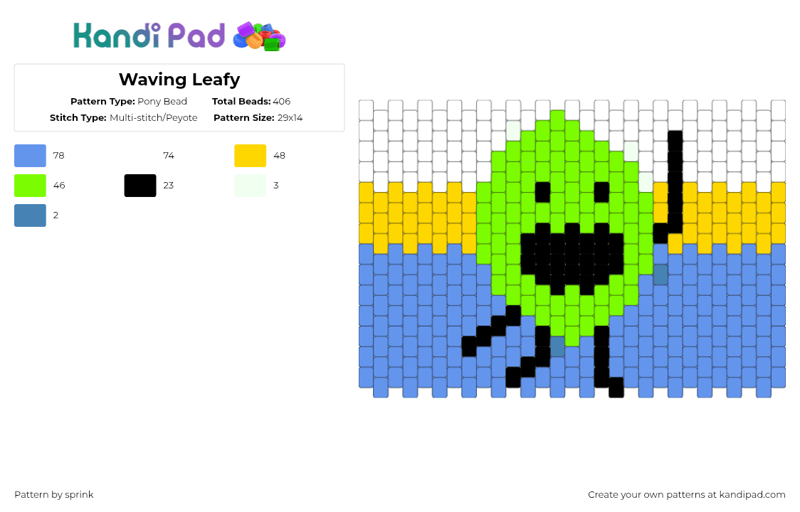 Waving Leafy Pony Bead Pattern - Kandi Pad | Kandi Patterns, Fuse Bead ...