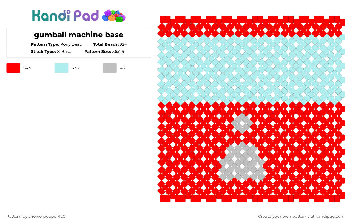 Gumball machine base Pony Bead Pattern - Kandi Pad | Kandi Patterns ...