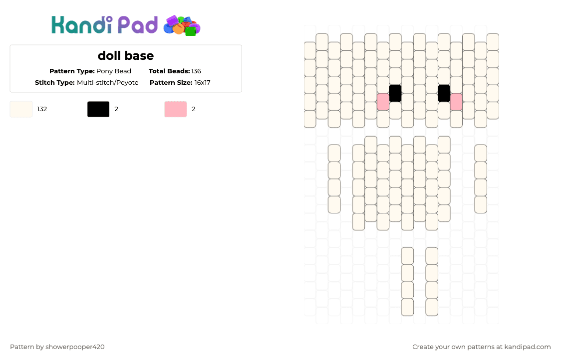 Doll base Pony Bead Pattern - Kandi Pad | Kandi Patterns, Fuse Bead ...