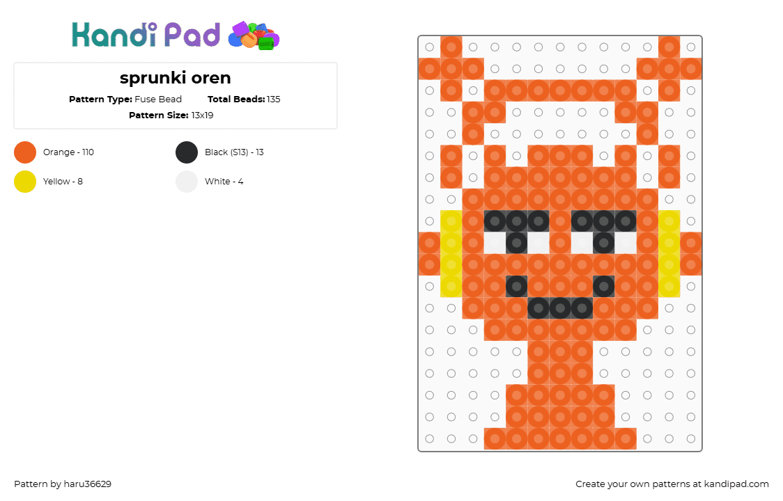 Sprunki oren Fuse Bead Pattern - Kandi Pad | Kandi Patterns, Fuse Bead ...