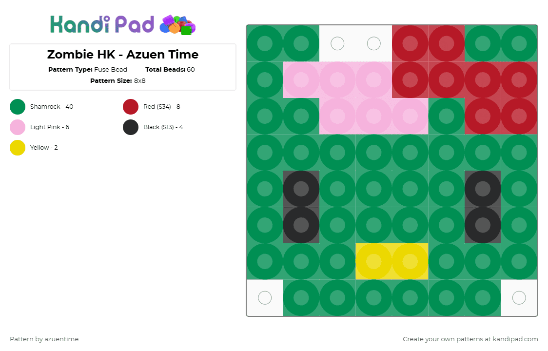 Zombie HK - Azuen Time Fuse Bead Pattern - Kandi Pad | Kandi Patterns ...
