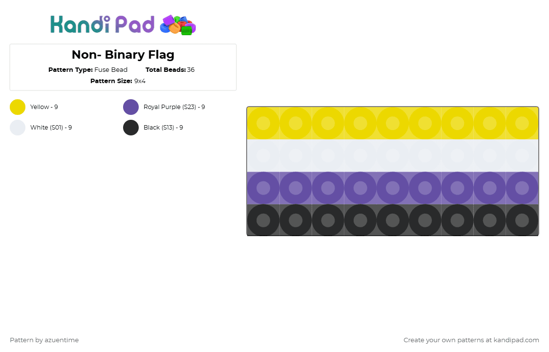 Non- Binary Flag Fuse Bead Pattern - Kandi Pad | Kandi Patterns, Fuse ...